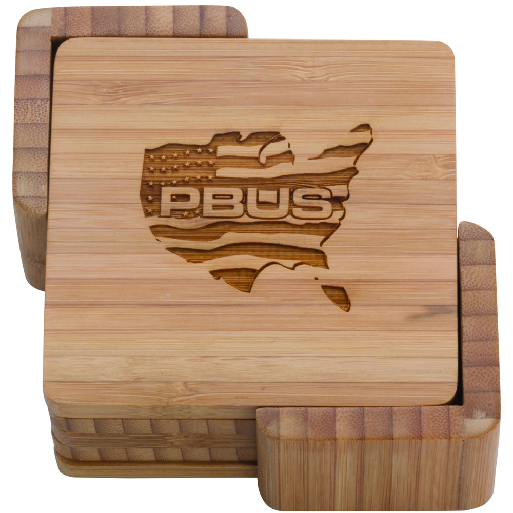 Square Bamboo Coasters - Volunteer Gifts