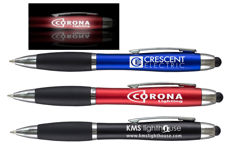 Laser Logo Light Up Stylus Pen - Volunteer Gifts