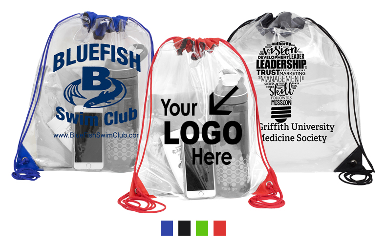 Tall Clear Drawstring Cinch Pack Backpack - Volunteer Gifts